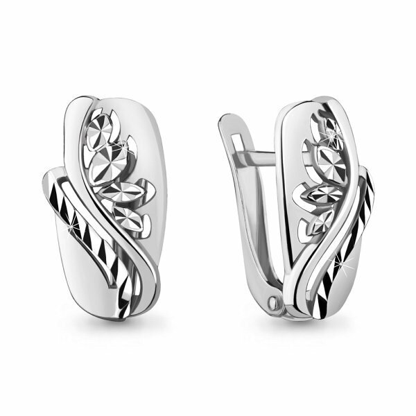 Серьги, серебро, 925 проба, родирование