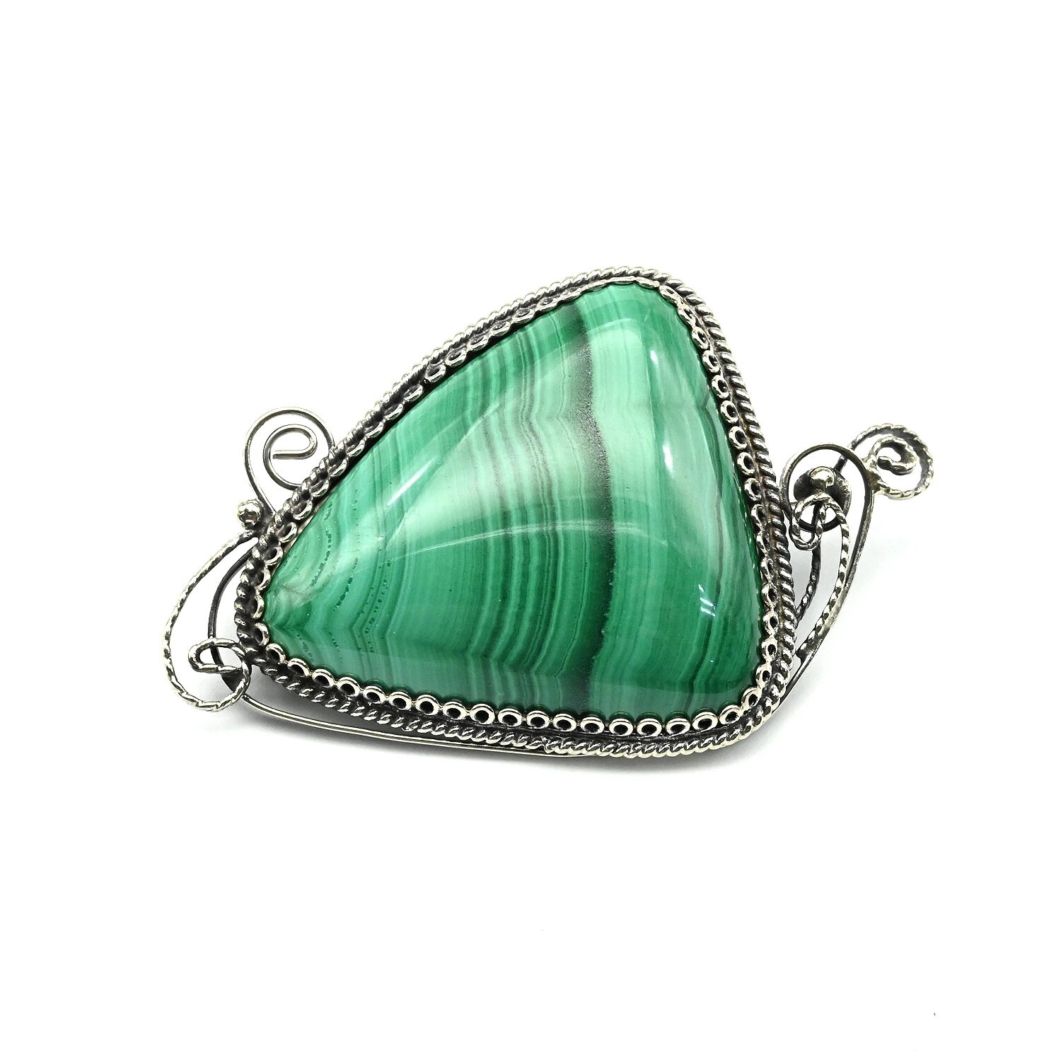 Брошь, малахит