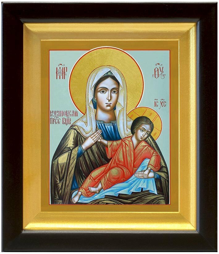 Незнановская икона Божией Матери, в темном деревянном киоте 14,5*16,5 см