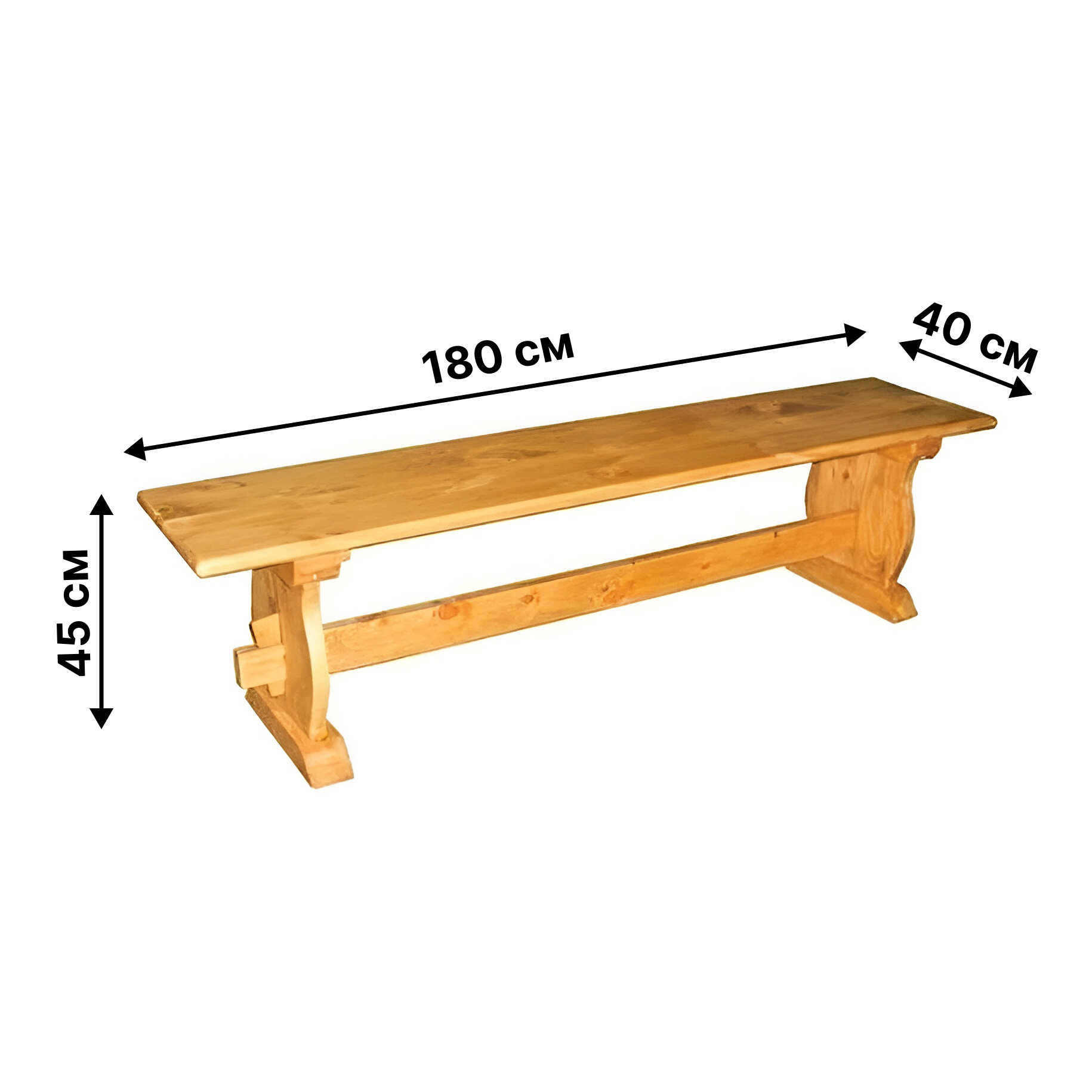 Скамья без спинки "Лавка монастырская 180" Pin Magic 180х40х45 см Старение/Воск