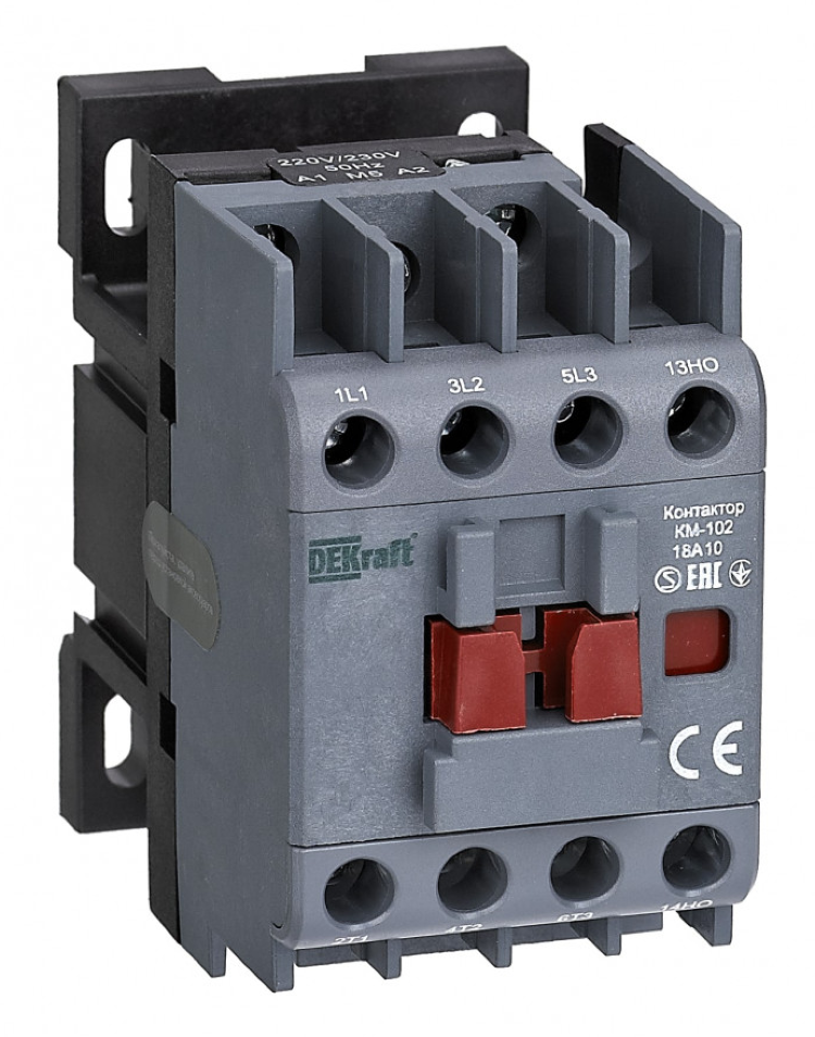 Контактор модульный DEKraft / Де Крафт КМ-102 18A 220В/230В АС3 АС4 1НО, 22003DEK / коммутационное оборудование
