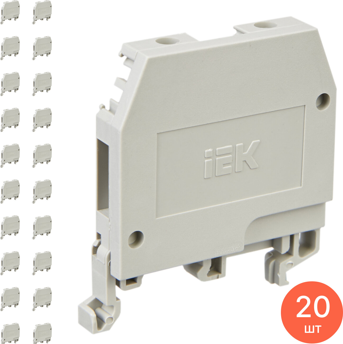 Клемма для проводов IEK / ИЭК ЗНИ-2.5мм2 (JXB24А), наборная винтовая, корпус огнестойкий полиамид, серый, 8.1х45х47.5мм, 1шт. / зажим (комплект из 20 шт)