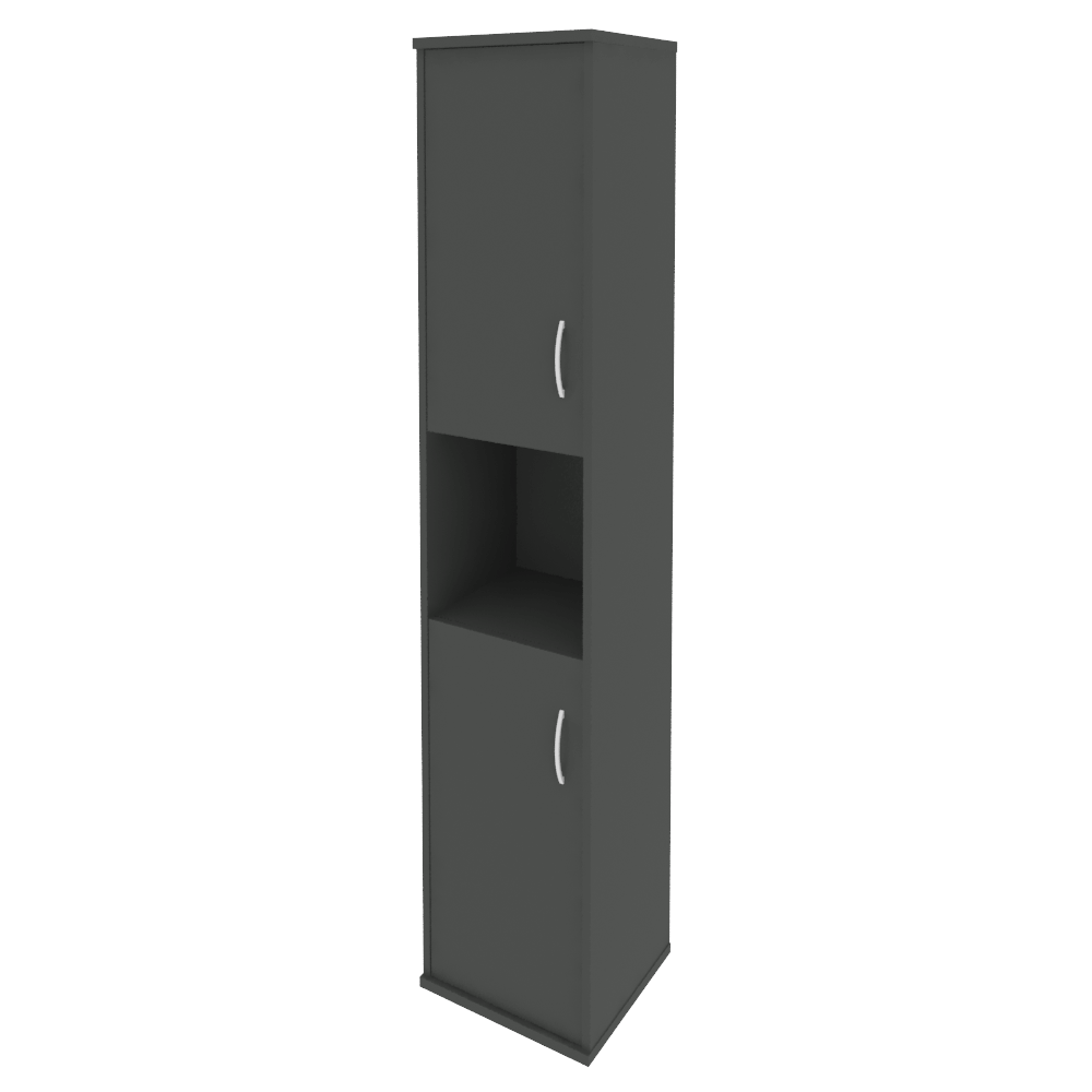 Шкаф для документов высокий узкий левый (2 низкие двери ЛДСП) Рива Riva А. СУ-1.5Л Антрацит 404*365*1980