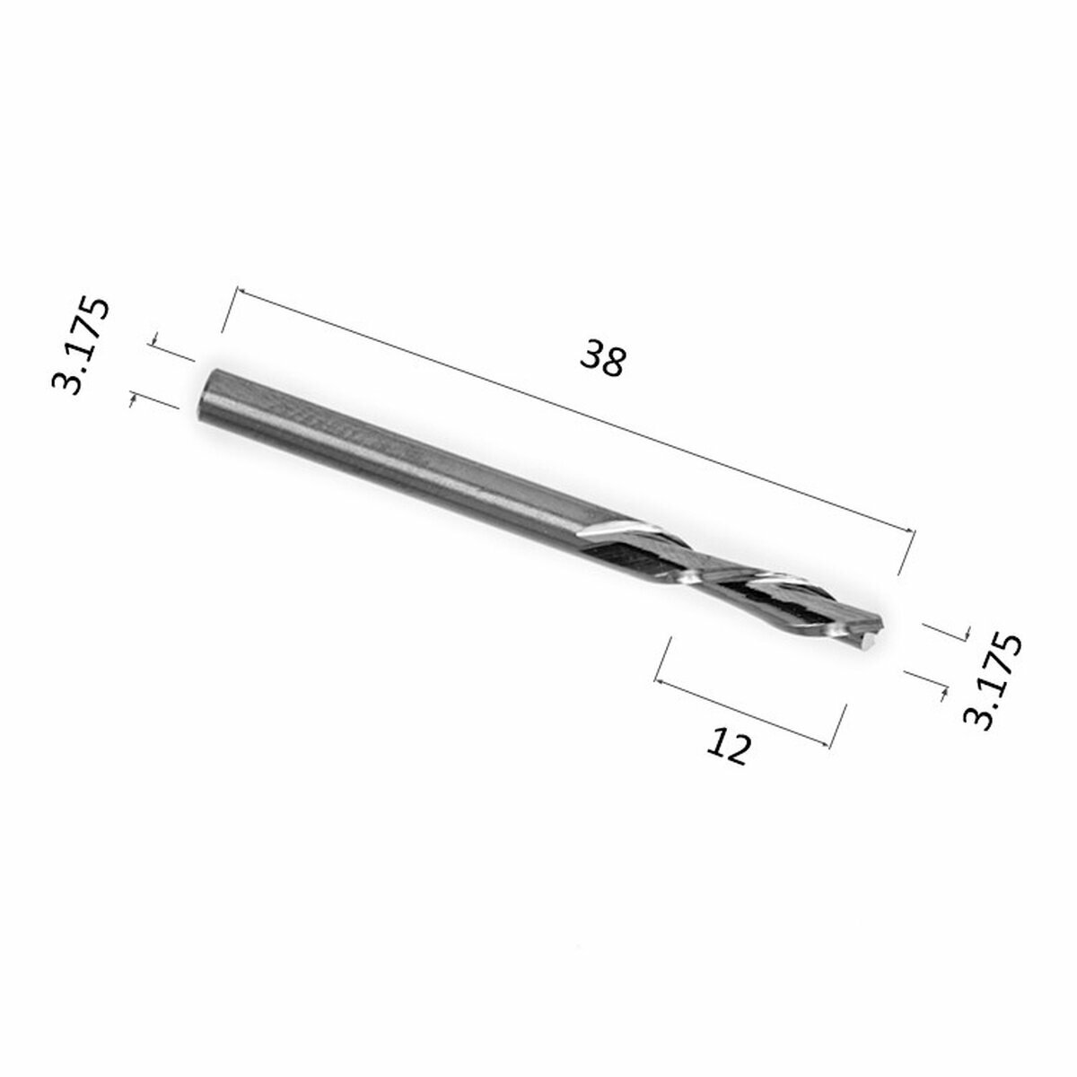 Фреза DJTOL A2LXD3.12 спиральная двухзаходная стружка вниз (по дереву, композиту (АКП), пластику)