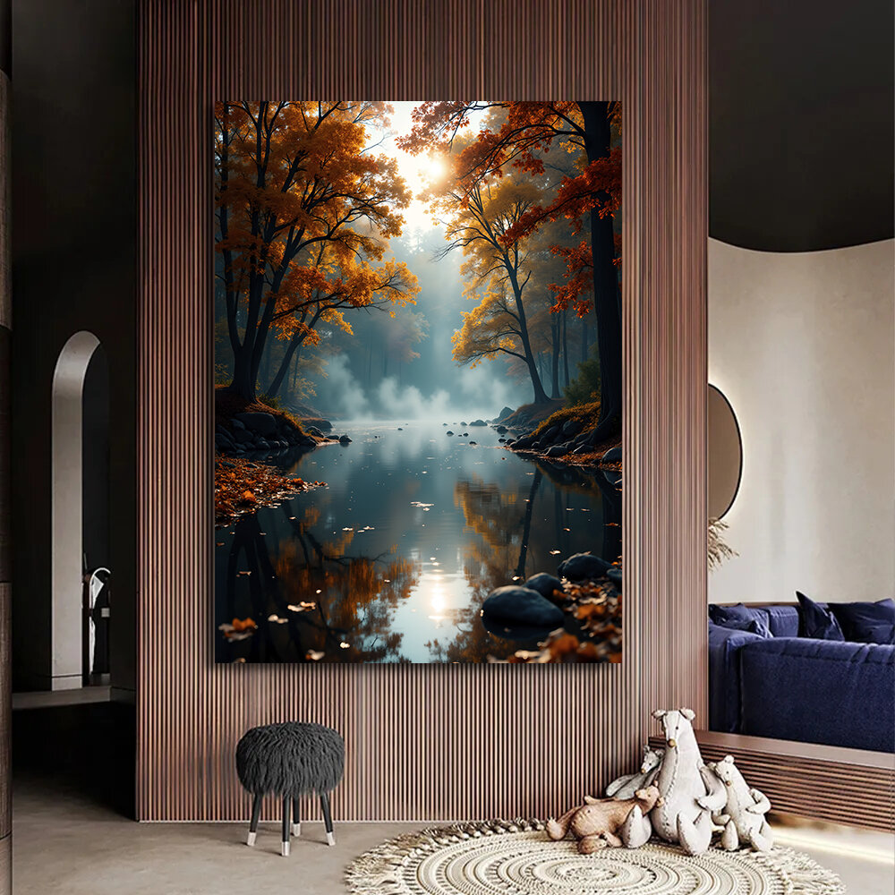 Пейзаж / природа, картина лес / река, 20х30 см, горы, море