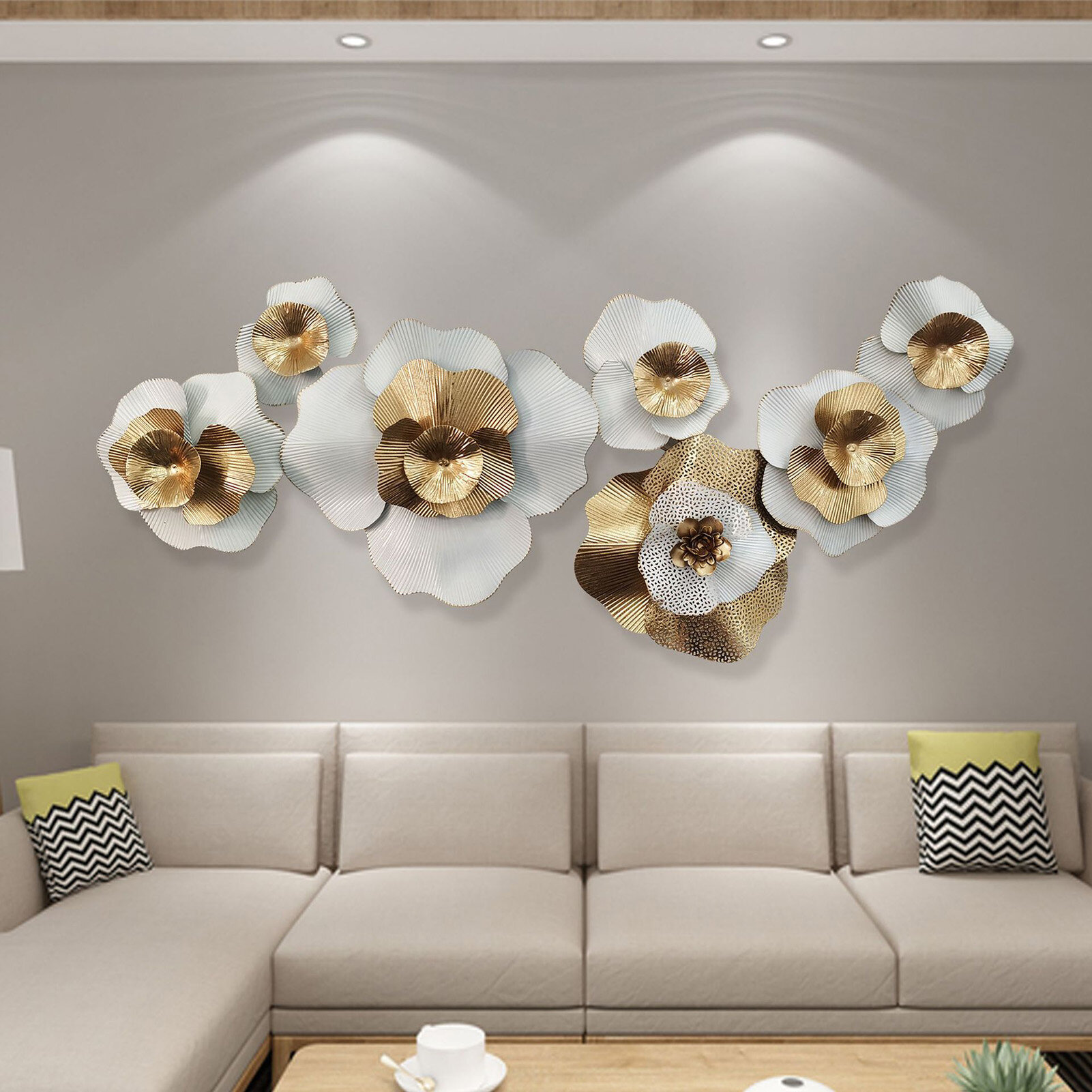 Панно на стену из металла, декор для комнаты, Декорация настенная 130x52см