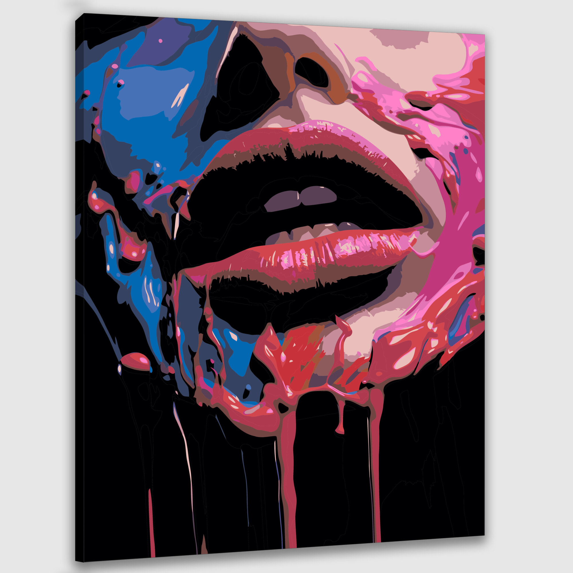 Картина по номерам 40x50 см, губы, девушка, яркие цвета, страсть, интенсивность, визуальное представление