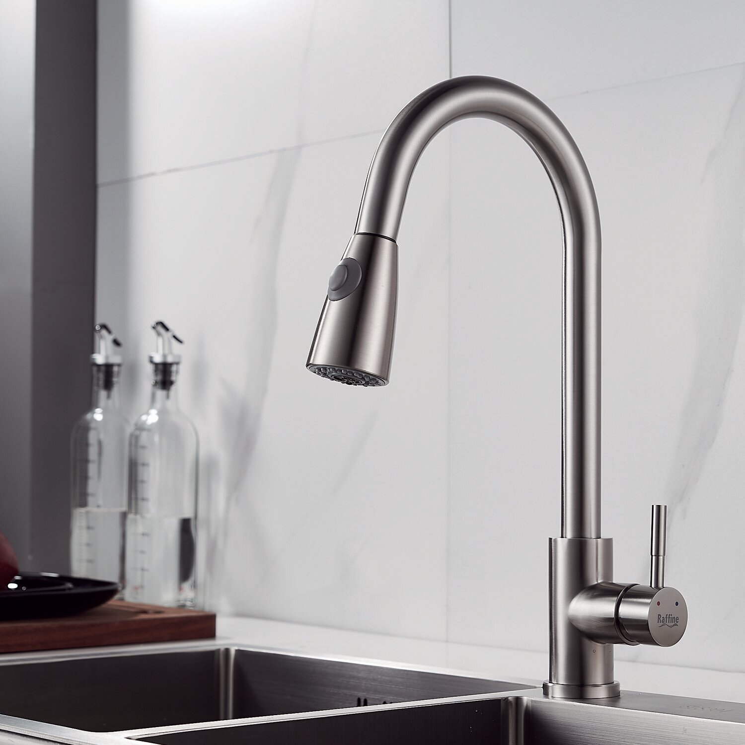 Смеситель Raffine F213L для кухни, нержавеющая сталь, выдвижной излив