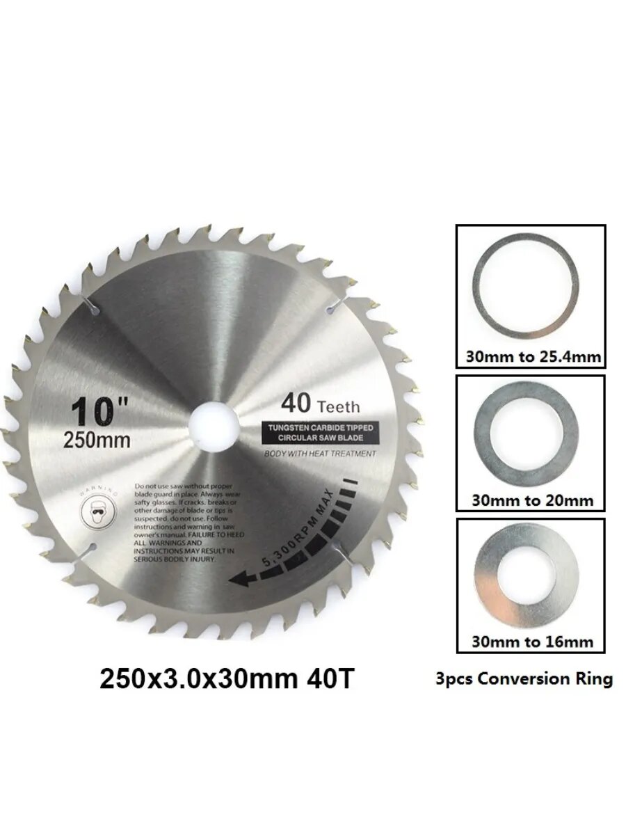 Пильный диск по деревуTCT 250x3,0x30x40T, для циркулярных пил/настольных пил, бработки дерева, пластика