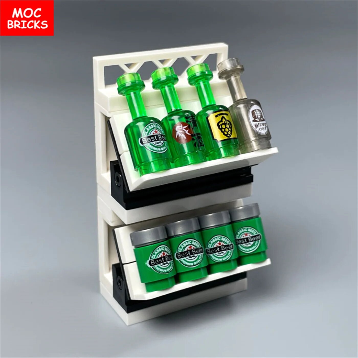 MOC BRICKS Барная полка с напитками, изумрудный, NO.3