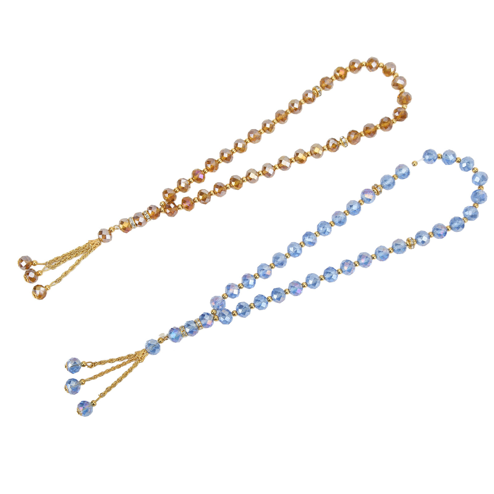 2 шт. Миниатюрные четки цвета шампанского, 33 бусины, мусульманский тасбих с бусинами-саперами для ежедневного украшения в подарок