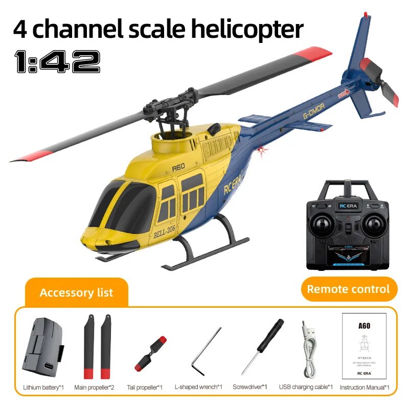 JJRC RC ERA A60 Вертолет 1/42 Yellow-fixed height