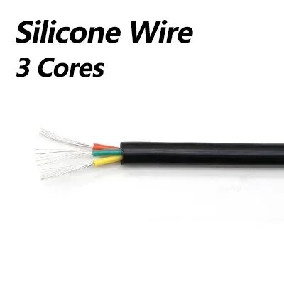 Красный или черный гибкий силиконовый кабель 2/3/4/6 жил Square 0.3mm, Black x 3 Cores, 1 meter