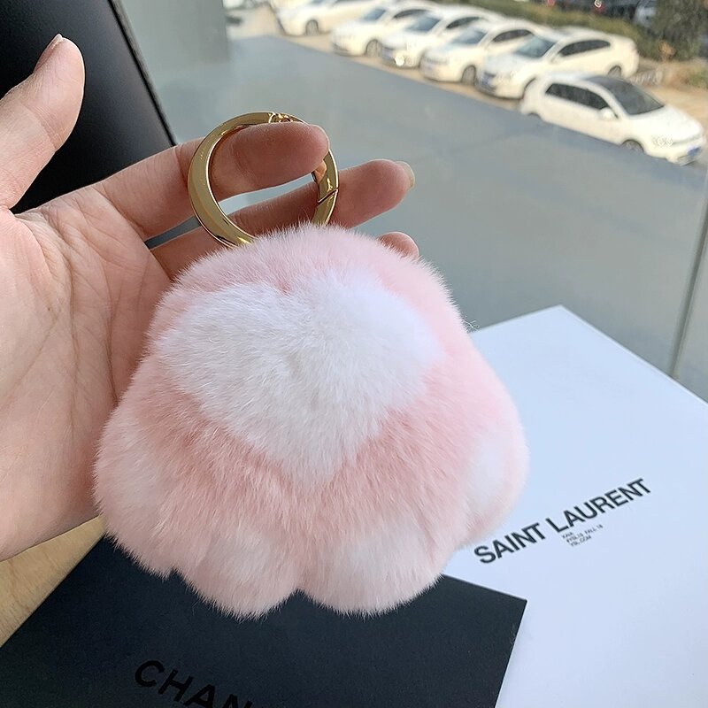 【Маленькая котячья лапка】 Плюшевый брелок-подвеска из меха кролика рекс, милый и изысканный, для женщин, популярный