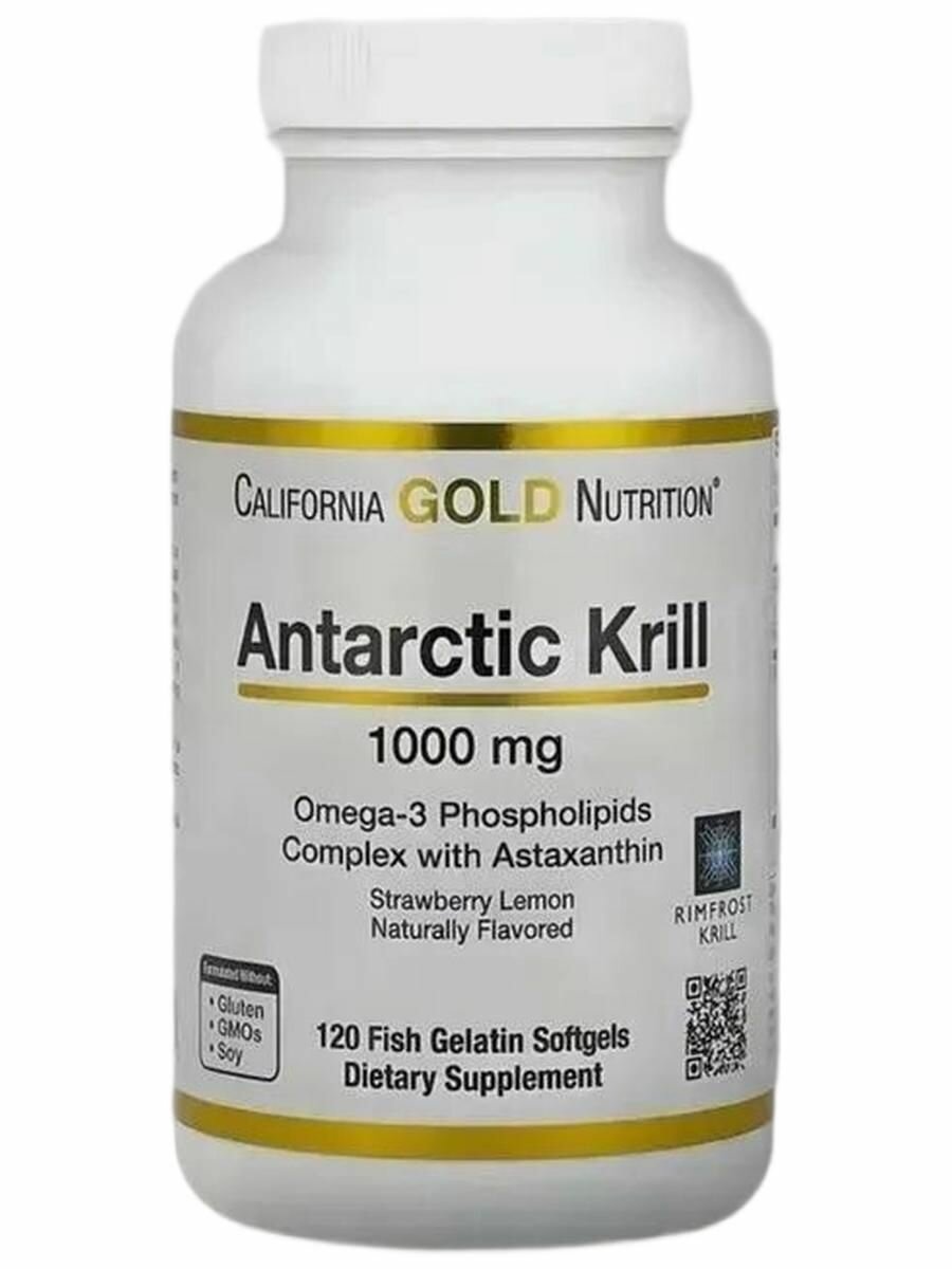 Масло Антарктического криля, 1000 мг, 120 капсул для сердца, мозга и суставов