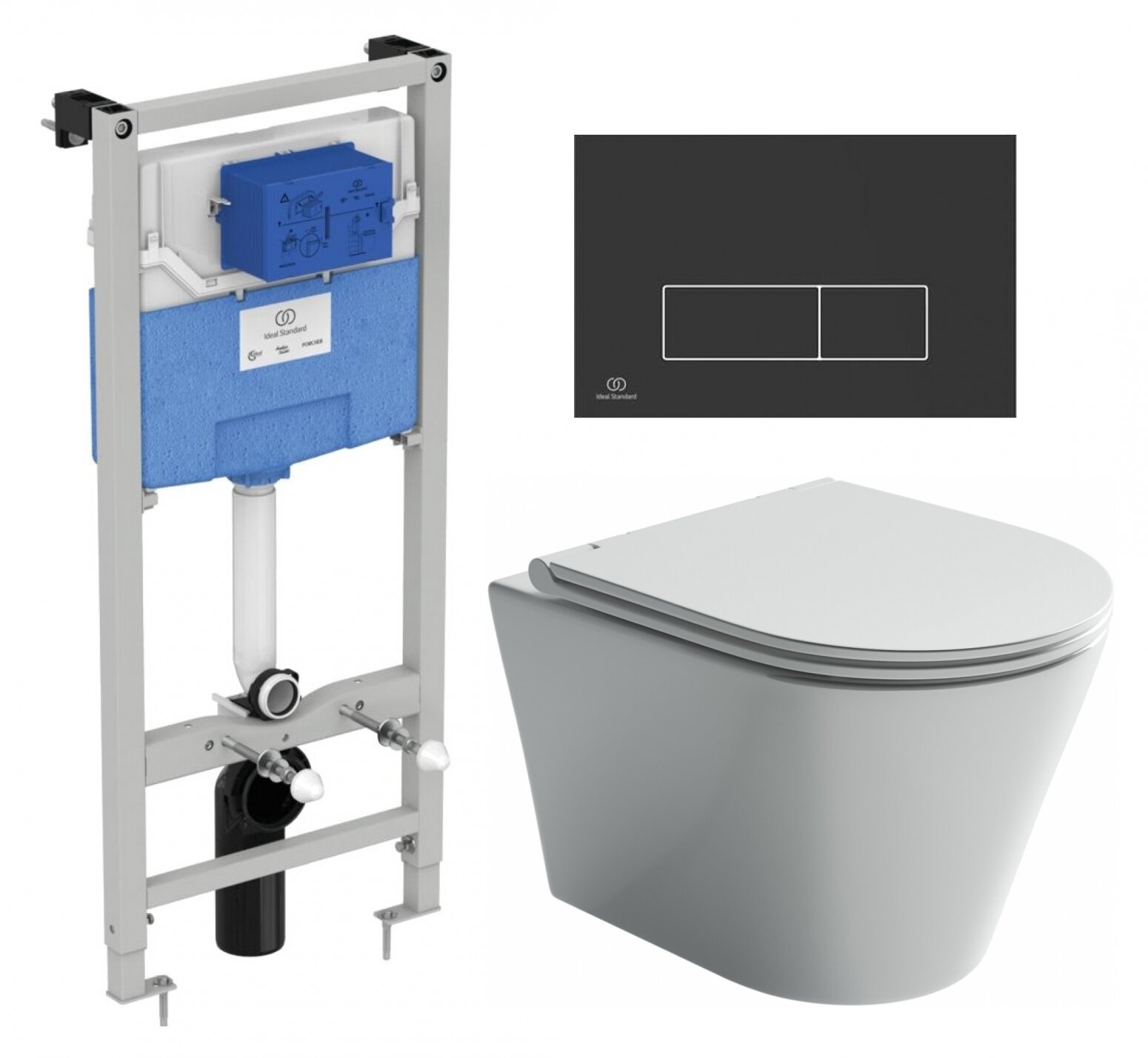 Комплект 3 в 1 инсталляция Ideal Standard + Унитаз подвесной Ceramica Nova Forma CN3011 + кнопка черная