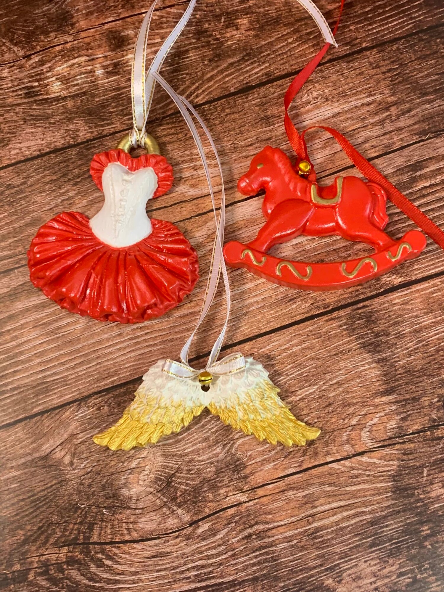 Набор елочных игрушек "Символ года", гипсовые, ручная работа, 3 шт