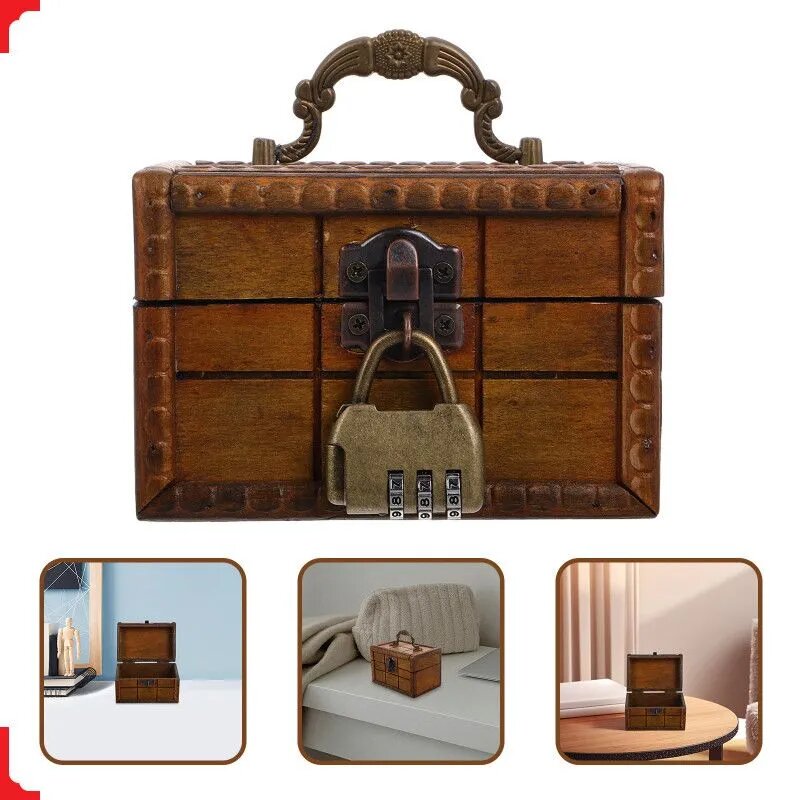Сундук с сокровищами для детей, призы с замком, ретро деревянный хранительный ящик, пиратский винтаж