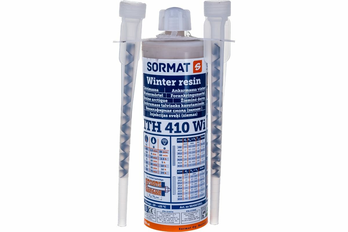 Sormat Химический анкер SORMAT ITH зимний 410 WI -20°C, на основе винилэстеровой смолы, для монтажа шпилек, болтов, арматуры