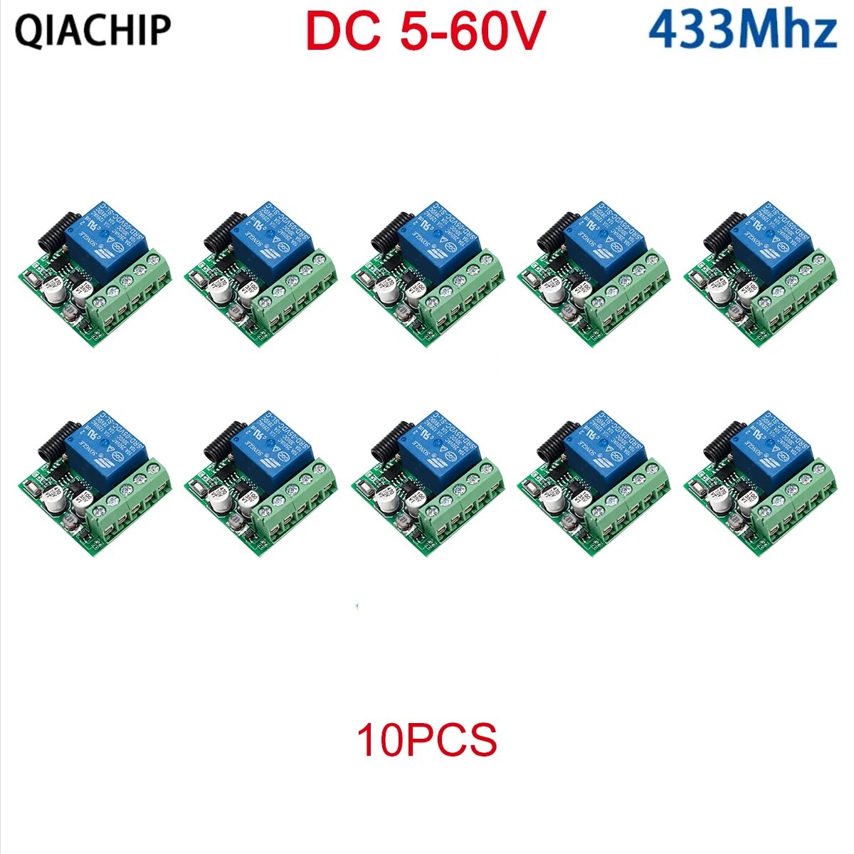 10шт QIACHIP 433МГц реле DC 5-60V