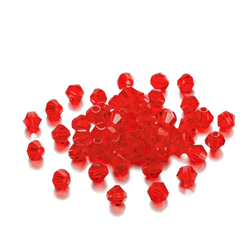 Стекло Бусины , граненый биконус, 3 мм, 200 шт, цвет красная