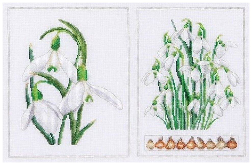 Набор для вышивания Thea Gouverneur #446A Snowdrops Panel (Панель Подснежники), Счетный крест, 33 x 22 см