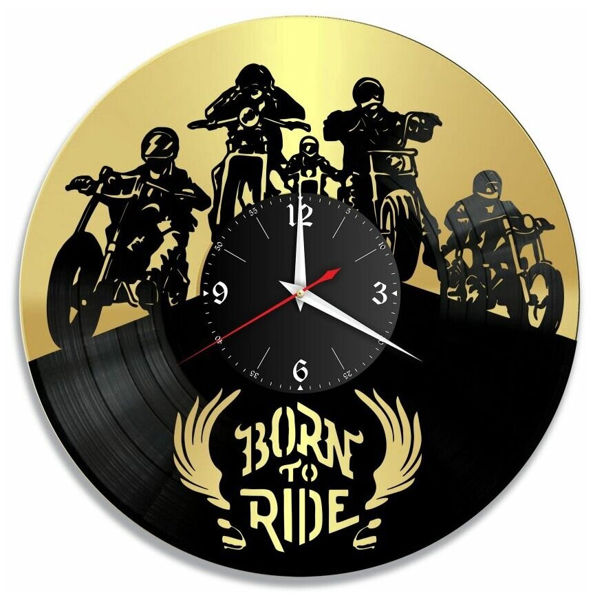 Часы из винила Redlaser "Мото, мотоцикл , Born to ride, банда мотоциклистов" VW-10451-1