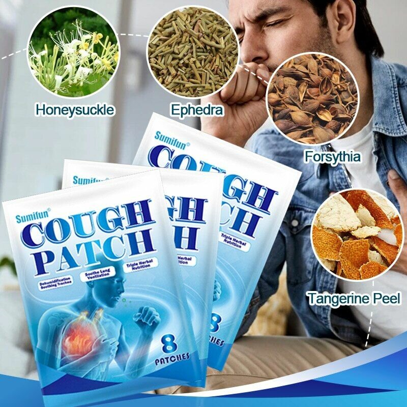 Пластырь-ингалятор Cough Patchдля облегчения симптомов простуды, кашля и бронхиальной астмы, 8 шт.