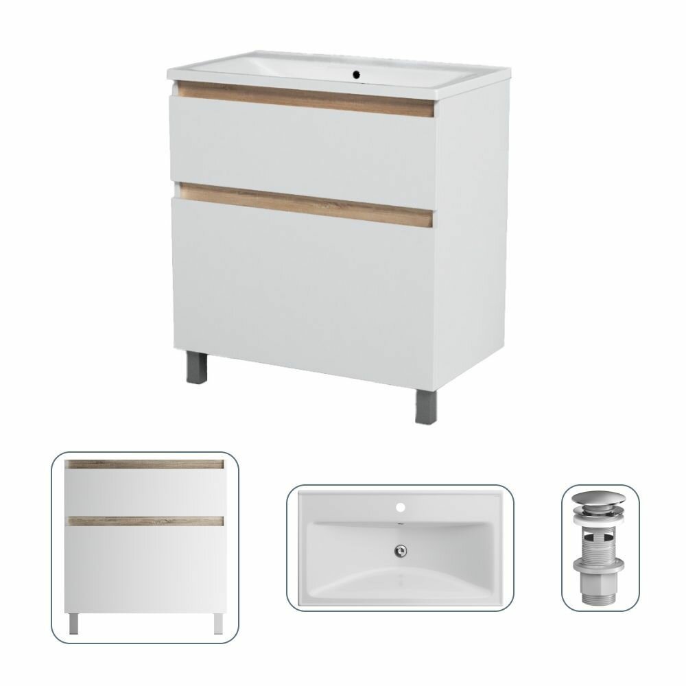 Тумба для ванной AM.PM X-Joy, с раковиной, белая, 80х80х45 см