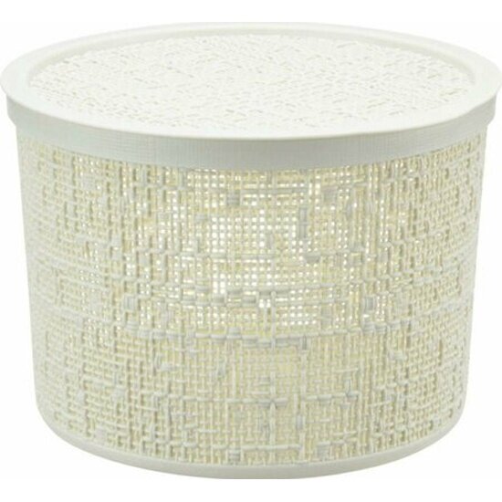 Коробка Idea бязь с крышкой D22см 4,5л М 2329 белый ротанг