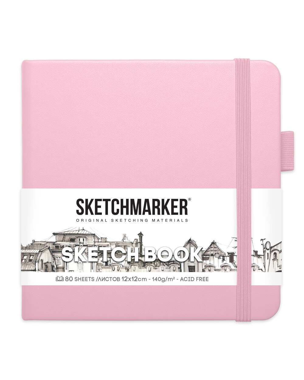 Скетчбук для графики SKETCHMARKER 140г/кв. м 120х120мм 80л. розовый