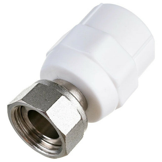 Ростерм переходник полипропиленовый 25 мм с накидной гайкой 3/4 ВР плоская резьба