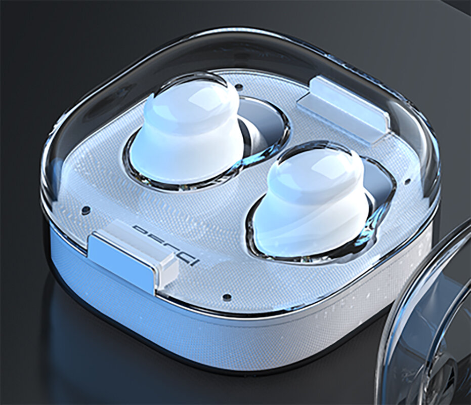 Беспроводные наушники Recci Crystal Transparent Design in-Ear, ENC, BT5.3, 300mAh/35mAh, Белый