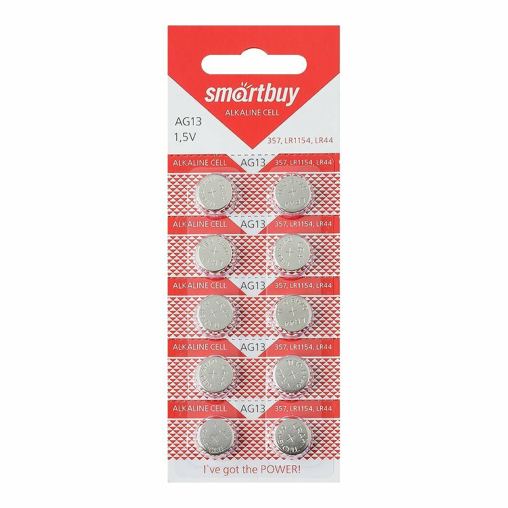Батарейка часовая Smartbuy AG13 (357, LR1154, LR44) 10шт. в блистере