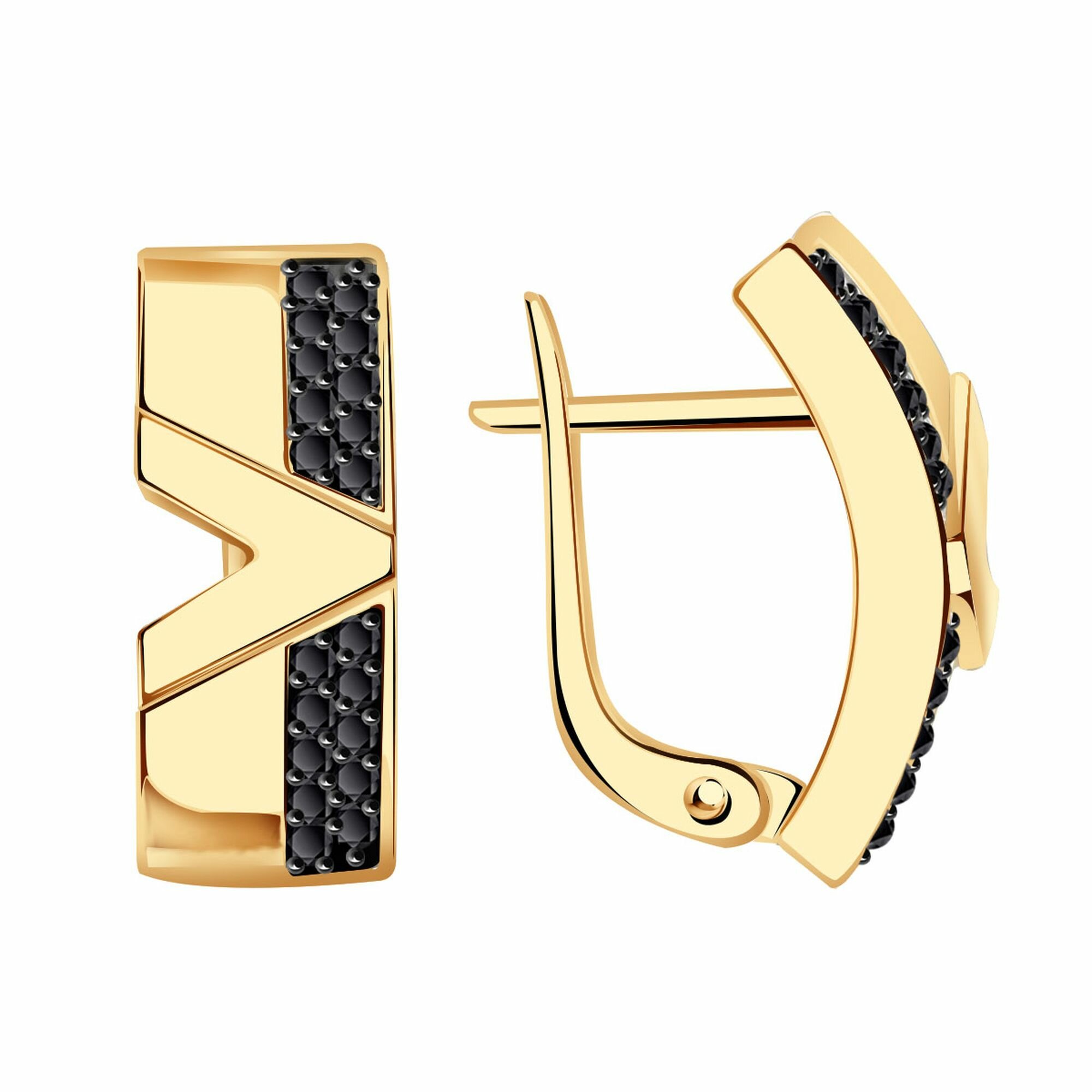 Серьги, красное золото, 585 проба, фианит