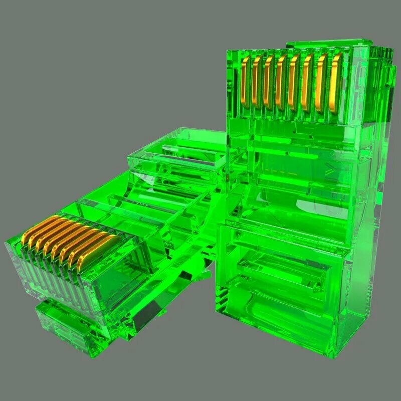 Проходные разъемы ZoeRax RJ45 Cat6 разных цветов 100pcs, Green