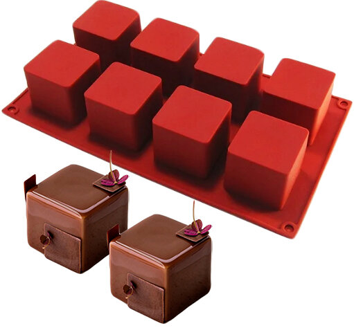 Силиконовая форма Кубик 8 ячеек (Набор из 2 шт.)