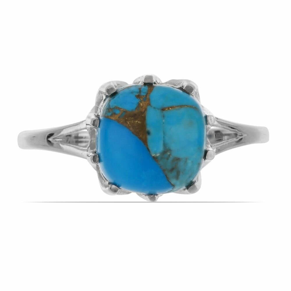 Кольцо, серебро, 925 проба, родирование, бирюза