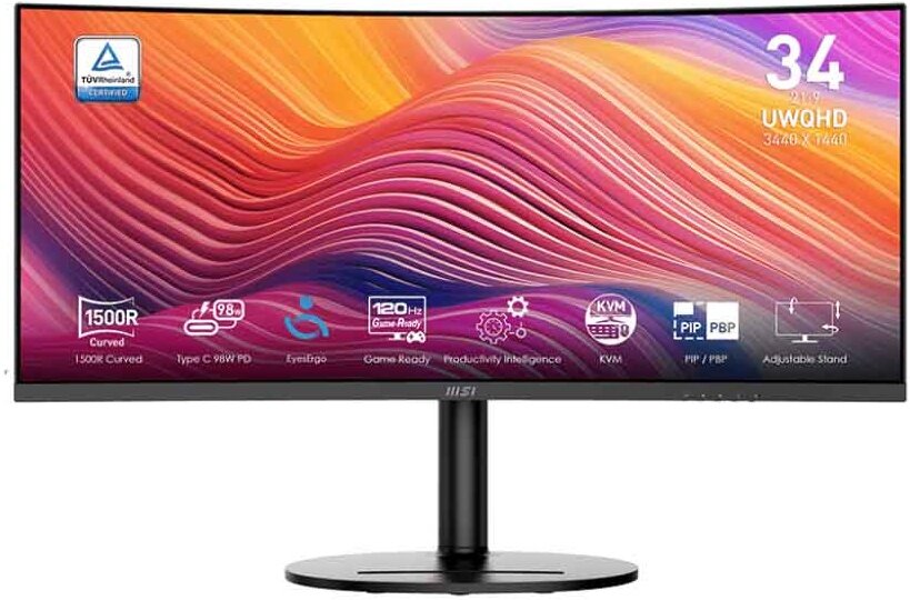 Монитор 34" MSI Modern MD342CQP (9s6-3pc59h-031) чёрный (VA,3440x1440,120Hz,1ms, Curved) с поворотом