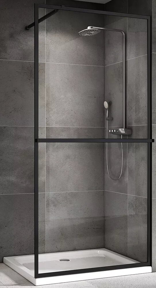 Душевая перегородка ABBER Immer Offen 100x200 AG60100B8 стекло прозрачное профиль черный