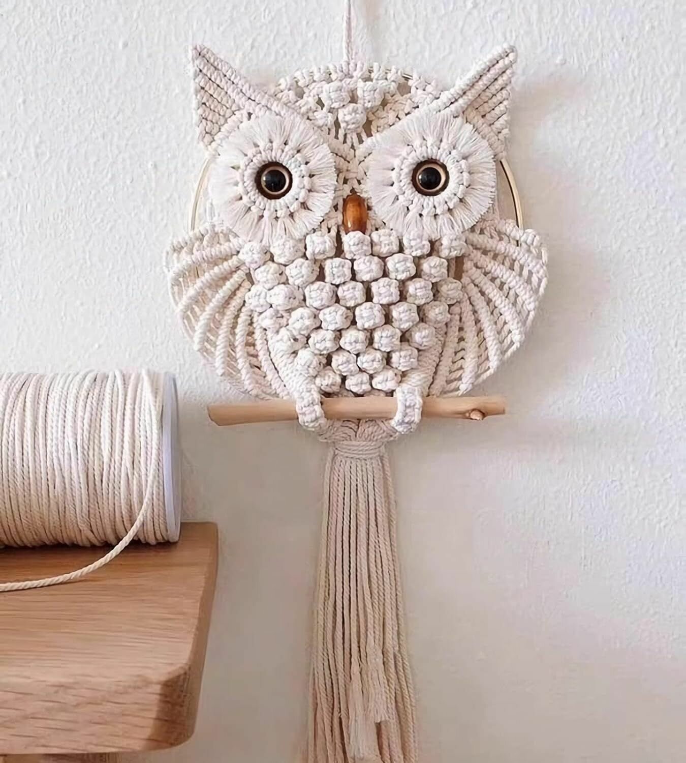 Ручной гобелен в стиле бохо с совой макраме, настенный декор для дома, гостиной, спальни и офиса, символ мудрости и удачи