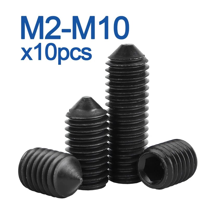 Набор винтов AZKD M2.5 M3 M4 M5 M6 M8 M10 DIN914 черный M2, 5mm x10pcs