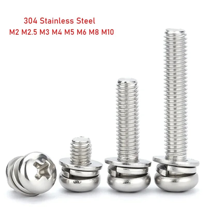 Комбинированные шурупы из нержавеющей стали M2 M2.5 M3 M4 M5 M6 M8 M10 M3(10pcs), 35 мм