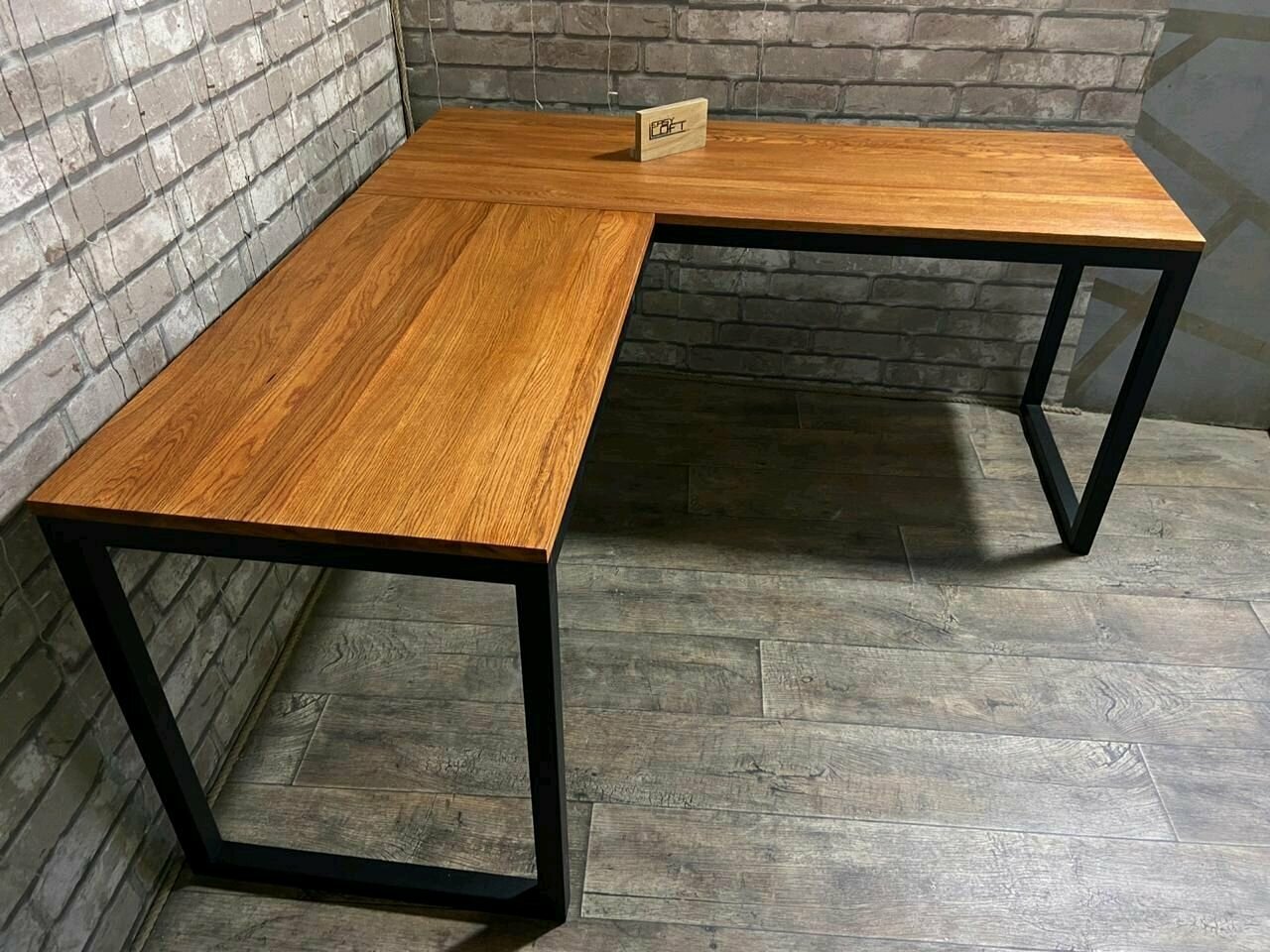 Стол EasyLOFT письменный, угловой, в стиле лофт, массив дуба, 160/160x60x75 см, цвет осенний клён