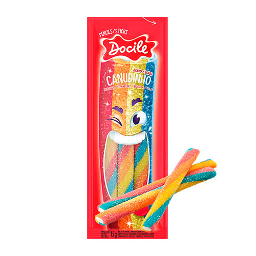 Жевательный мармелад DOCILE 89113 SOUR STRAWBERRY COLORED PENCIL (цветные карандаши со вкусом клубники) (блок 70гшт) /пакет/ 70г