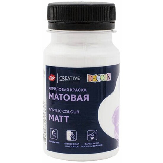 Краска акриловая Невская Палитра матовая "Декола", банка 100 мл, белая, 14327104