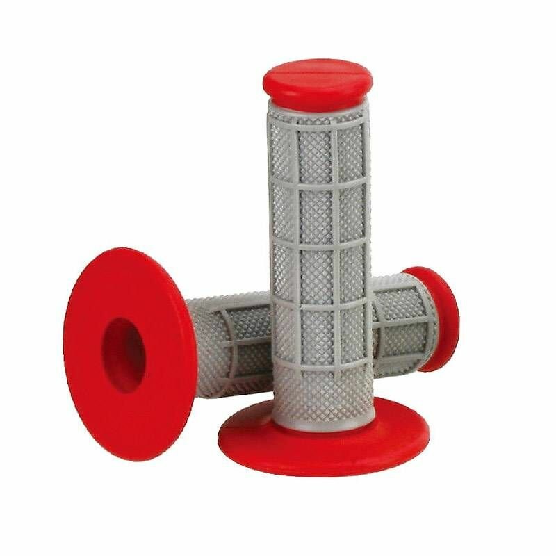 Грипсы руля ACCEL RGP-535M-120 серый/красный на мотоцикл, питбайк, эндуро.