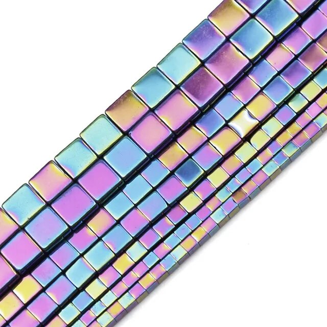 Гематит бусины квадратные золотого цвета 2/3/4/6 мм HGKLBB 4mm 90pcs, Multicolored