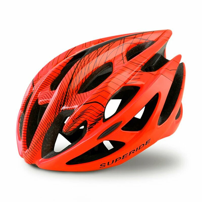 SUPERIDE MTB велосипедный шлем взрослый цельнолитой ультралёгкий M(54-58), Orange no glasses