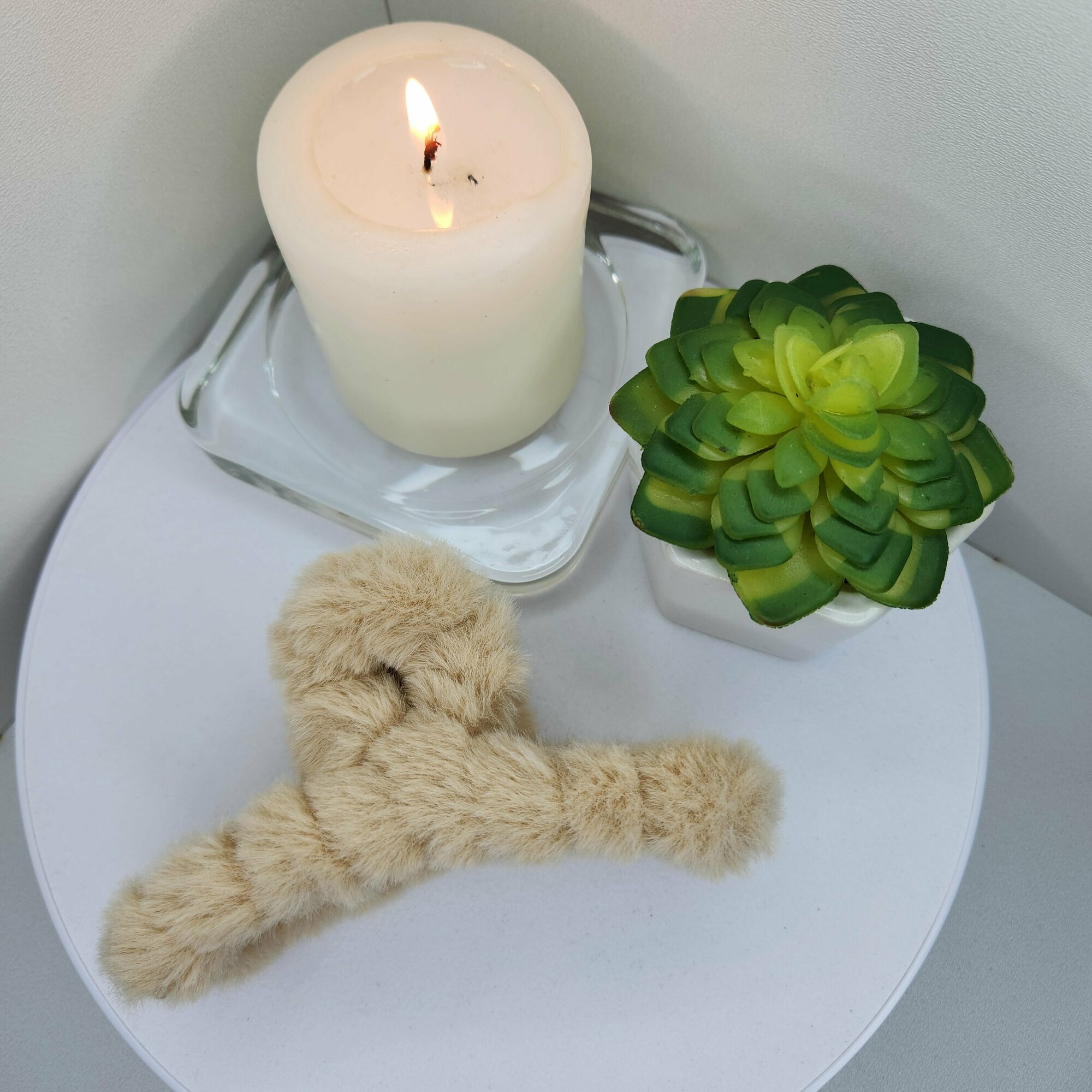 Заколка-краб TopAccessory, для девочек, светло-коричневый, искусственный мех, 12см